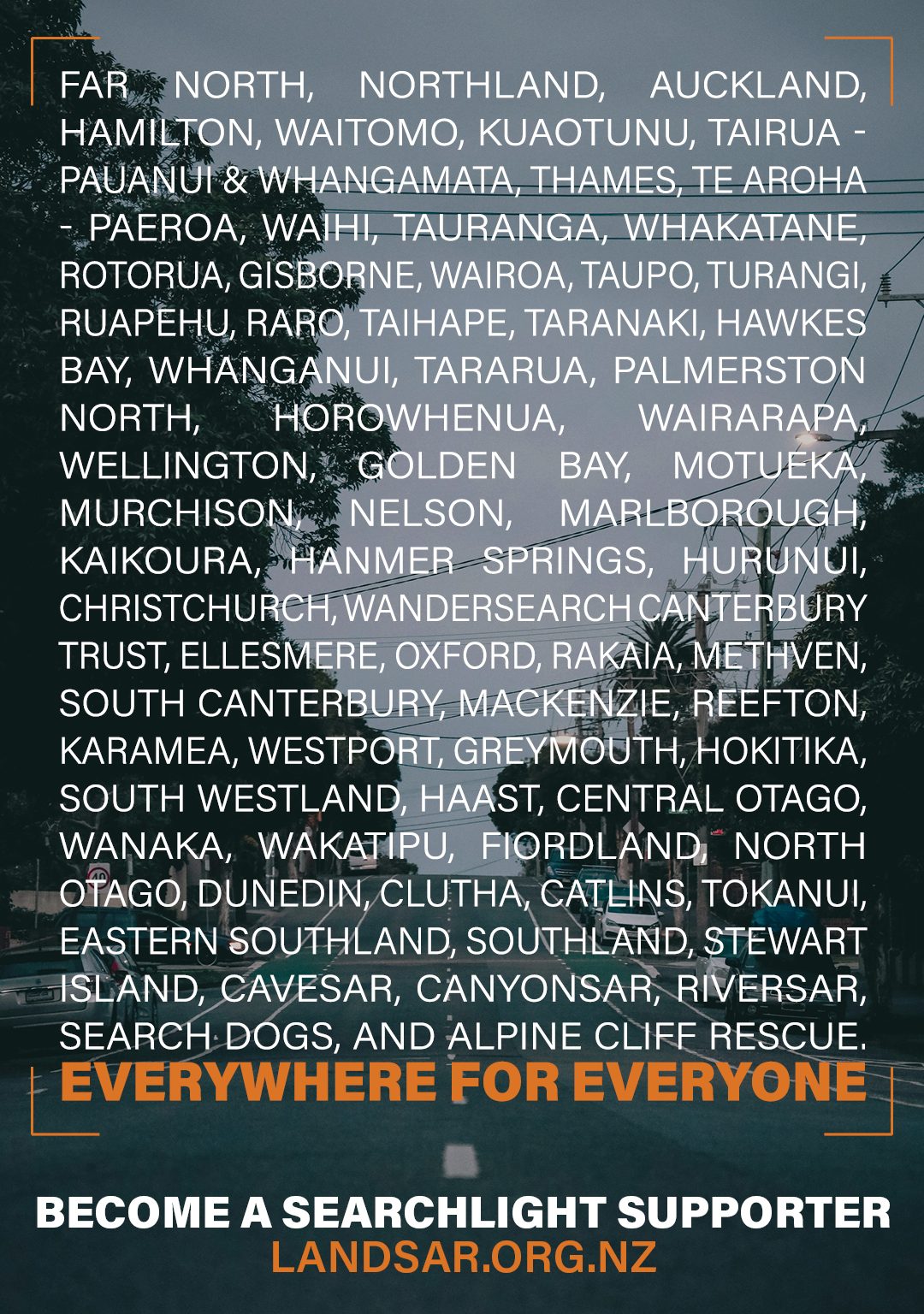 Searchlight Campaign | Support Land Search and Rescue